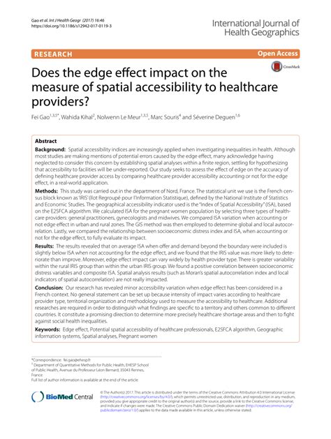 Pdf Does The Edge Effect Impact On The Measure Of Spatial Accessibility To Healthcare Providers