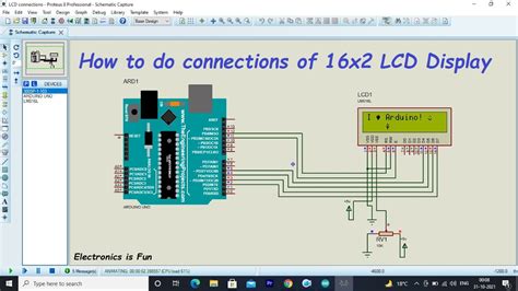 How To Connect 16 X 2 Lcd Display To Arduino Using Proteus Lcd Connections Eif Youtube