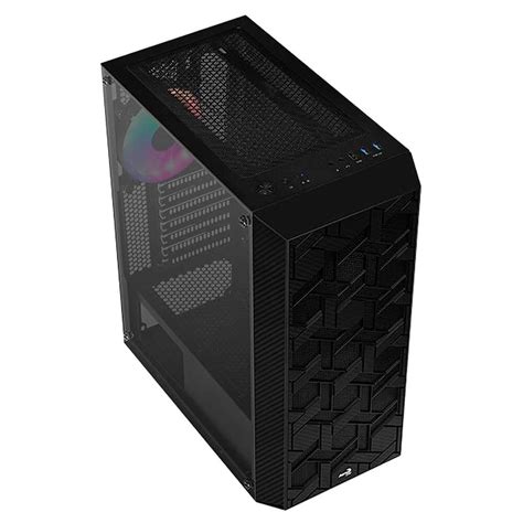 Gabinete Aerocool Hive Rgb Negro Cristal Templado Atx Usb 3 0