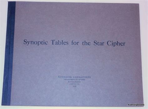 Riverbank Publications Synoptic Tables For The Star Cipher William F