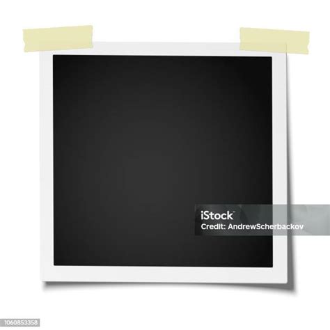 레트로 현실적인 광장 사진 프레임 스티커의 두 조각에 똑 바른 가장자리 접착 테이프는 흰색 바탕에 배치 템플릿 사진 디자인입니다 0명에 대한 스톡 벡터 아트 및 기타 이미지