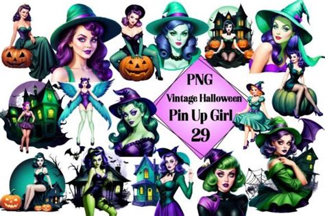 Halloween Pin Up Girl Sublimation Set Graphic By Bundle · Creative Fabrica