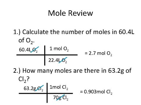 Mole Review 1 Calculate The Number Of Moles