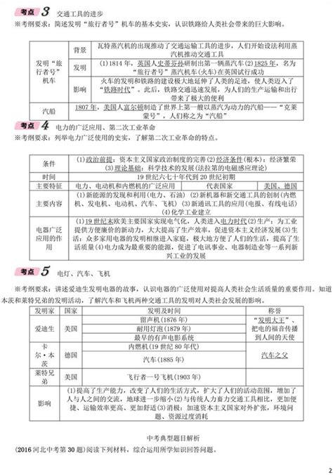 中考歷史兩次工業革命總複習，考點講解及中考典型例題解析！ 每日頭條