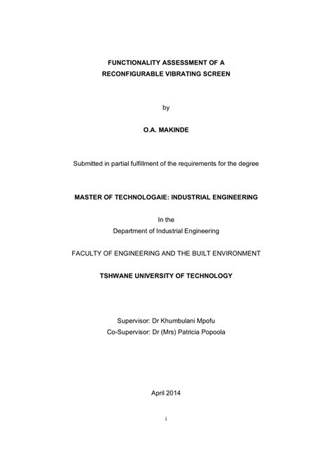 Pdf Functionality Assessment Of A Reconfigurable Vibrating Screen