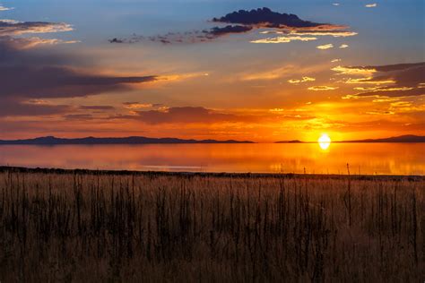 Amber Reflections Sunset At The Great Salt Lake Images By Cheri Alguire