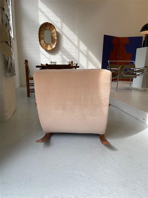 Swedish Rocking Chair In Pink Velvet For Sale At 1stdibs