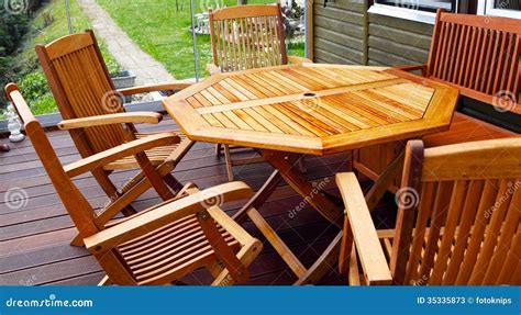 Wood Patio Furniture Stock Image Image Of Balcony Wood 35335873