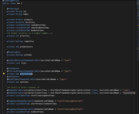 Optaplanner How Can I Put A Mandatory Sequence Of Jobs In The Food Packing Example Stack