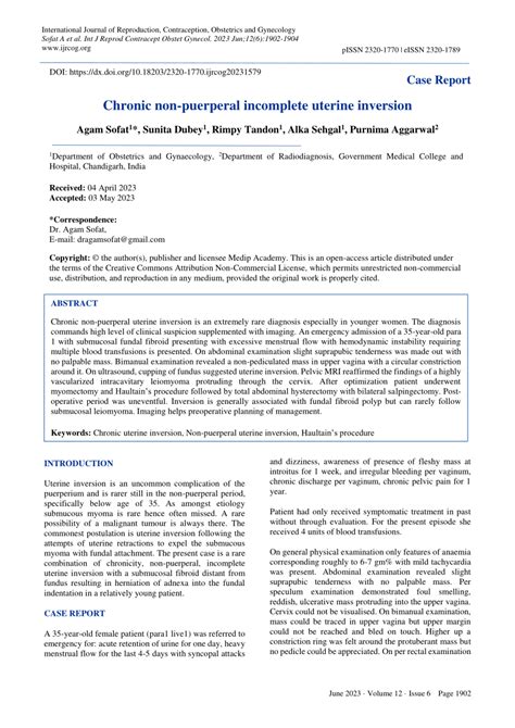 Pdf Chronic Non Puerperal Incomplete Uterine Inversion