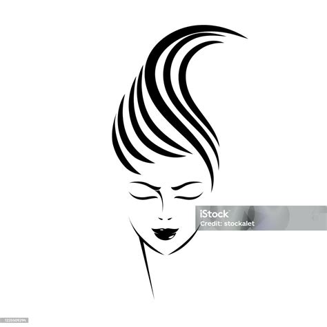 미용 실 로고입니다 길고 물결 모양의 헤어 스타일로 아름다운 여성 초상화 우아하고 매력적인 일러스트 관능에 대한 스톡 벡터 아트 및 기타 이미지 Istock