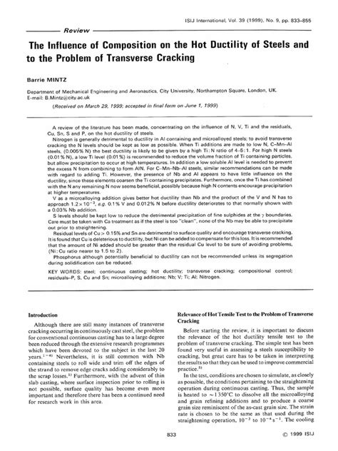 The Influence Of Composition On The Hot Ductility Of Steels And To The Problem Of Transverse