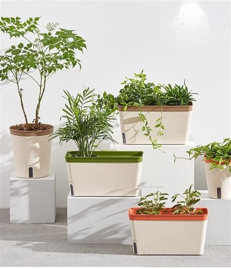 27cm Self Watering Brown Rectangular Pot Kyoto Ltd Mauritius