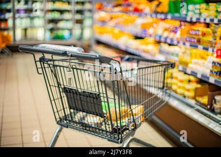 Poznan Poland Dec 31 2021 A Shopping Cart In A Supermarket Stock
