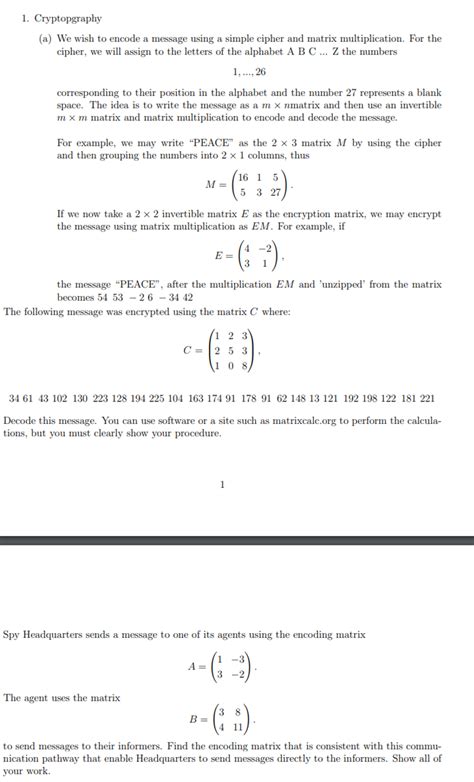 Solved Cryptopgraphya ﻿we Wish To Encode A Message Using A