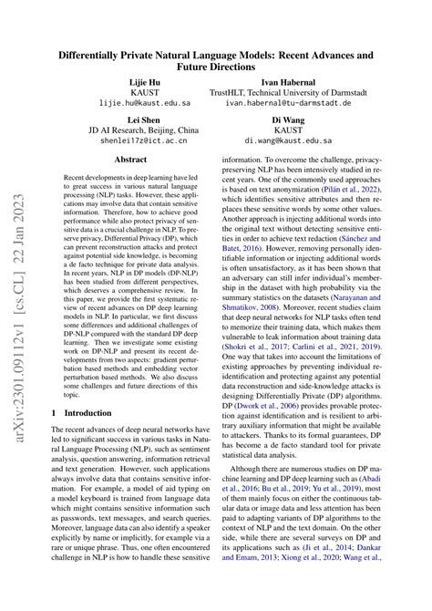pdf differentially private natural language models recent advances