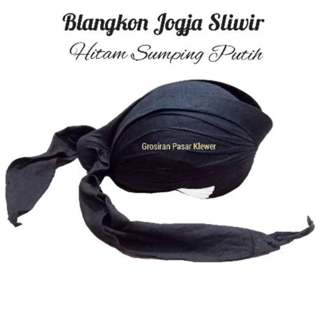 Jual Blangkon Jogja Sliwir Polos Hitam Sumping Putih Shopee Indonesia
