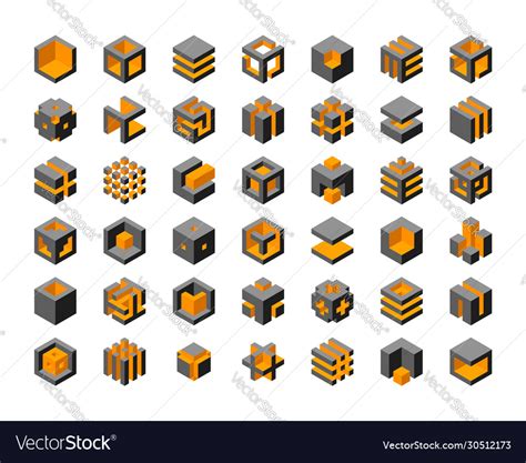 Cube Logo Design Cubes 3d Set Template Graphic Vector Image