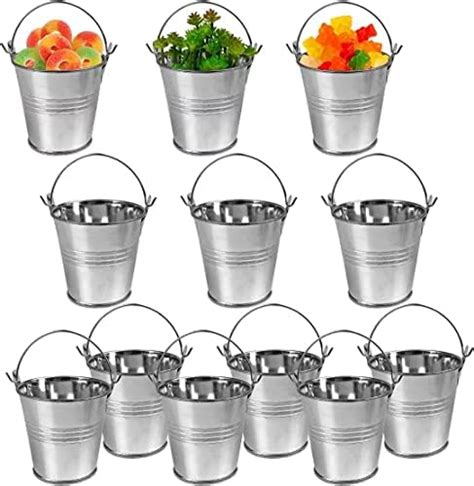 24 Pack Mini Metal Buckets With Handles For Party Favors