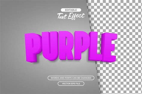 3d Purple Editable Text Effect Premium Vector
