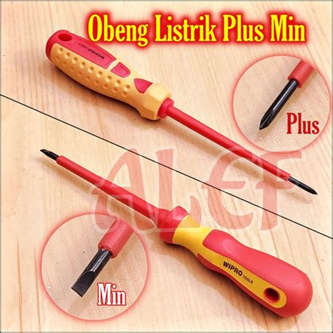 Jual Obeng Listrik 1000v Plus Min 3 4 X 100 Mm 10 Cm Wipro Min Kota