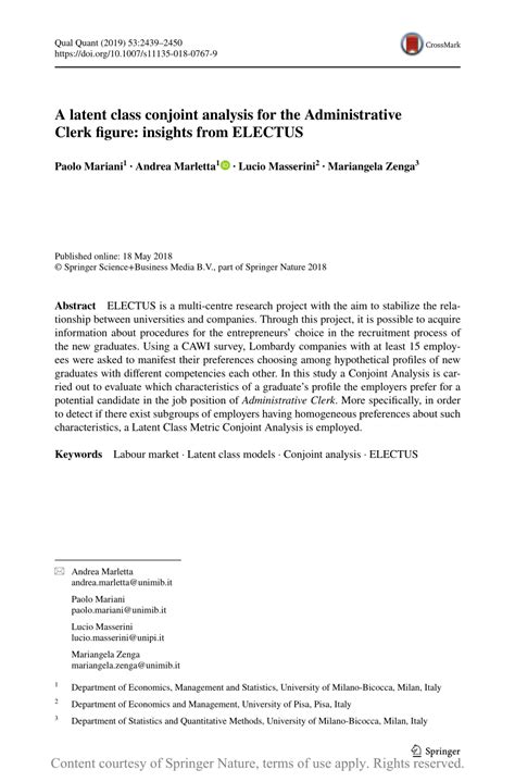 A Latent Class Conjoint Analysis For The Administrative Clerk Figure