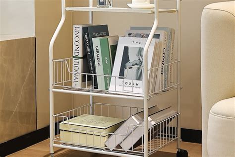 엠컴퍼니 케이 철제 책꽂이 이동식 책장 다용도 수납장 미니 책 정리대 책상 트롤리 미니책장 위시버킷