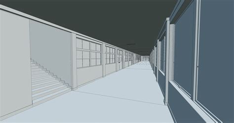 Anime School Hallway