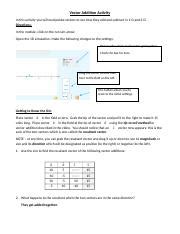 Vector Addition PHET Docx Vector Addition Activity In This Activity You Will Manipulate