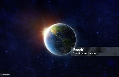 우리의 세계를 저장합니다 우주에 블루 플래닛 지구는 미국 미국 세계지도 우주 우주 우주에서 스타 필드 지구의 날 환경 저장 지구 일식 태양 개념 Nasa가 제공하는 세계