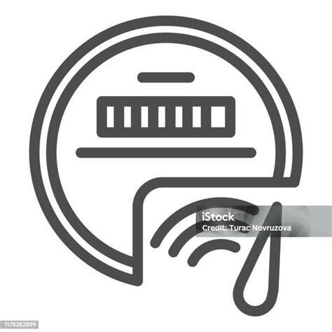 에너지 카운터 라인 아이콘입니다 전기 측정 상자 벡터 그림 흰색에 격리 웹 및 앱을 위해 디자인 된 연결 개요 스타일 디자인