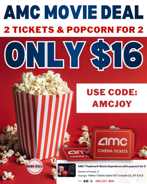 As Low As 16 For 2 Amc Movie Tickets Popcorn With Code Amcjoy Mama