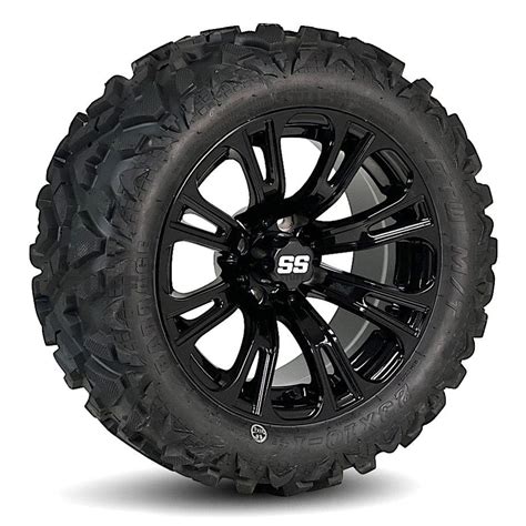 14 Voodoo Gloss Black Golf Cart Wheels And 23 Tall All Terrain Off R