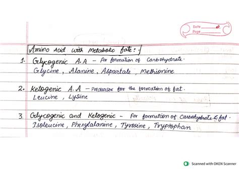 Amino Acids With Metabolic Fate Pdf