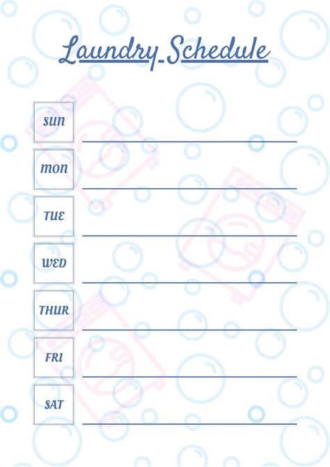 Printable Laundry Schedule Laundry Template Laundry Days Schedule