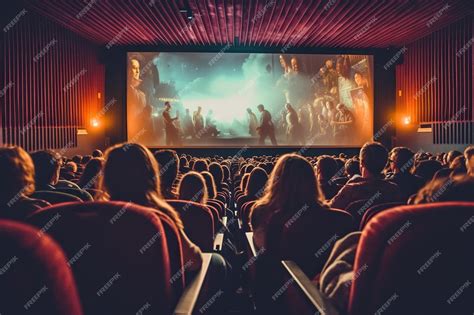 La Sala De Cine Está Llena De Espectadores Se Muestra Una Película En