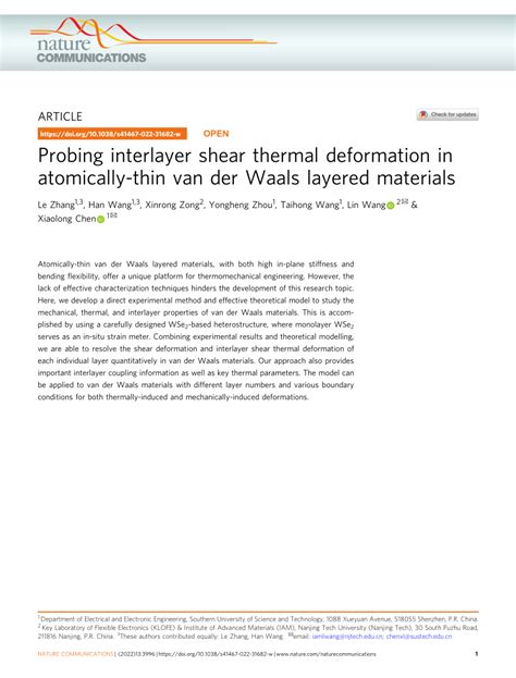Pdf Probing Interlayer Shear Thermal Deformation In Atomically Thin Van Der Waals Layered