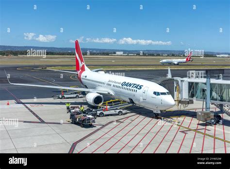 Qantas Boeing 747 800 Aircraft At Gate At Adelaide Airport James