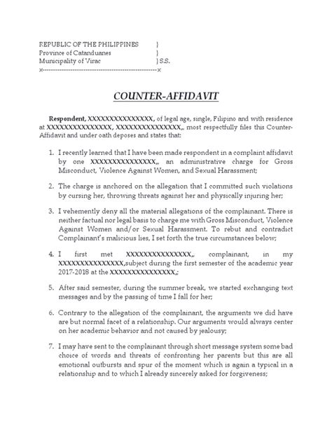 Counter Affidavit On Harassment Charges Pdf Sexual Harassment