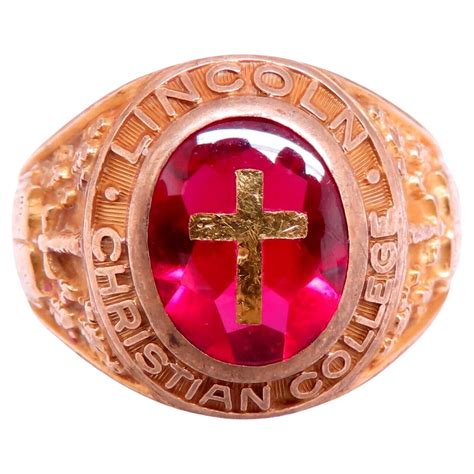 Lincoln College Mens Ring 10kt Cross Inlay For Sale At 1stdibs