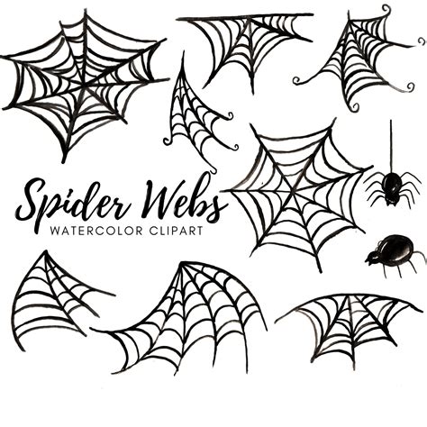 Halloween Clip Art Watercolor Spider Web Cob Web Spiders Creepy Spider Border Webs