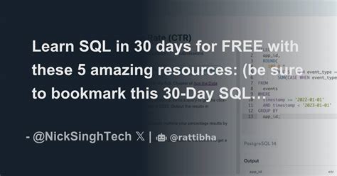 Learn Sql In 30 Days For Free With These 5 Amazing Resources Be Sure