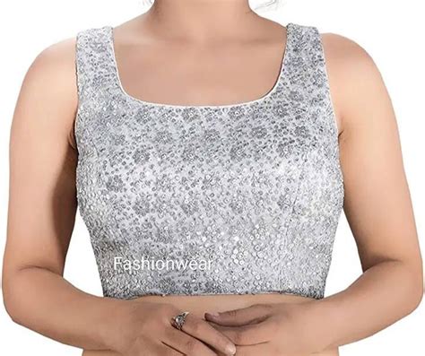 Beautiful Sleevles Silver Sequin Blouse Lahnga Chole Silver Sequin