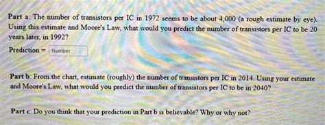 Part A The Number Of Transistors Per Ic In 1972 Seems To Be About 000 A Rough Estimate By Eye
