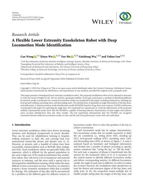 Pdf A Flexible Lower Extremity Exoskeleton Robot With Deep Locomotion Mode Identification