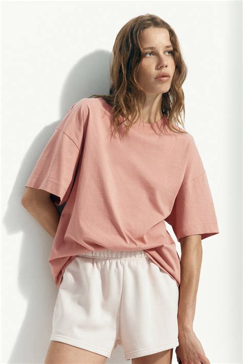 Womens Dusty Pink Oversized T Shirt Handm In