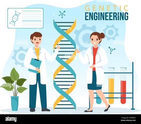 Genetic Engineering And Dna Modifications Illustration With Genetics