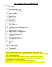 Taylor Unit 7 Geog Review Packet Pdf Unit 7 Test Review Packet Human Geography Matching