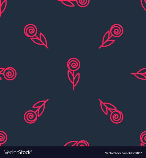 Red Line Flower Icon Isolated Seamless Pattern Vector Image