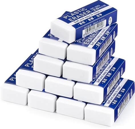 12 Pack Pencil Erasers Large White Erasers For School Art Erasers
